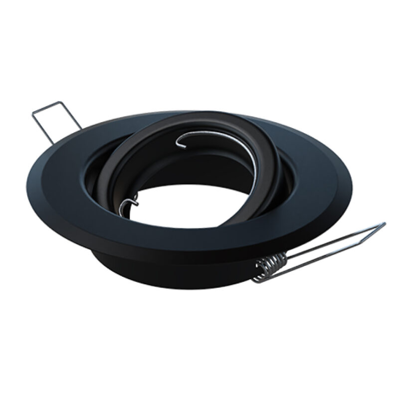Spot de embutir móvil redondo para lámpara dicroica GU10 negro - Electromingo
