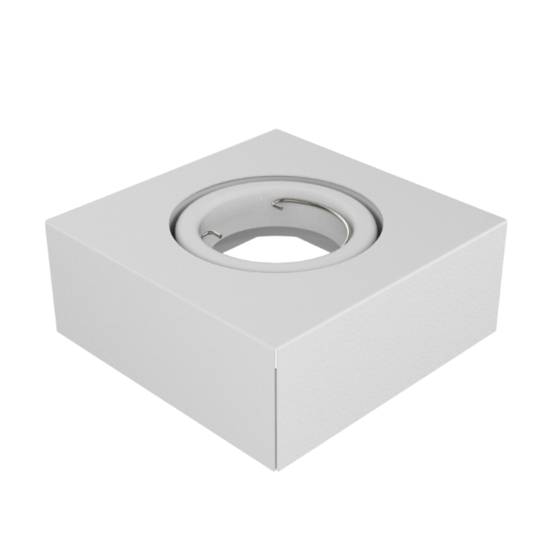 Spot semi embutido móvil cuadrado para lámpara dicroica blanco | Electromingo