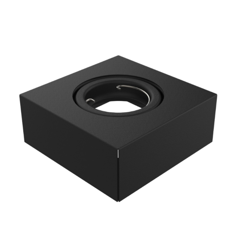 Spot semi embutido móvil cuadrado para lámpara dicroica negro | Electromingo