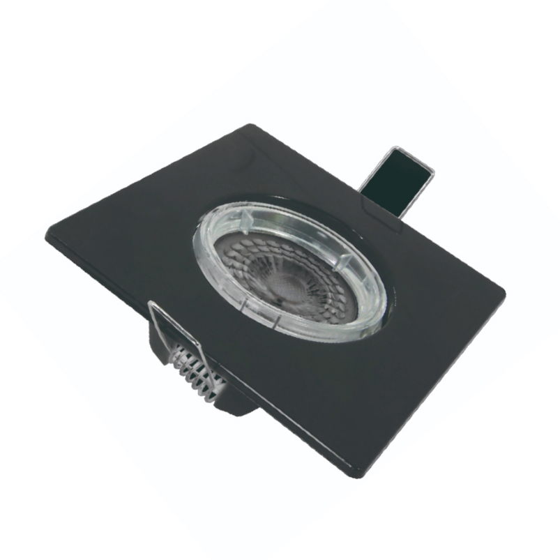 Spot de embutir móvil cuadrado para lámpara dicroica GU10 negro con sistema modular | Electromingo