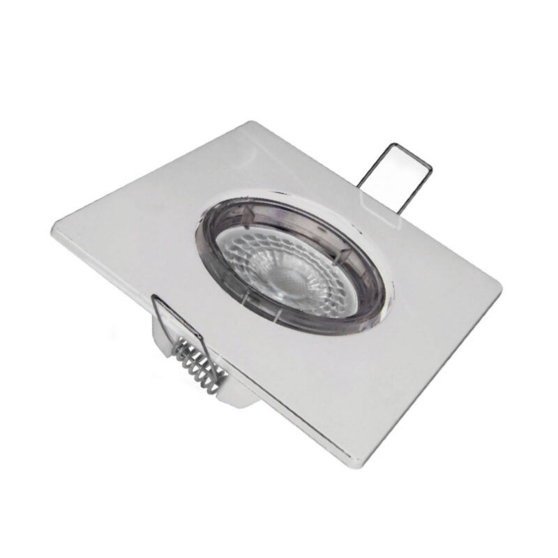 Spot de embutir móvil cuadrado para lámpara dicroica GU10 blanco con sistema modular | Electromingo