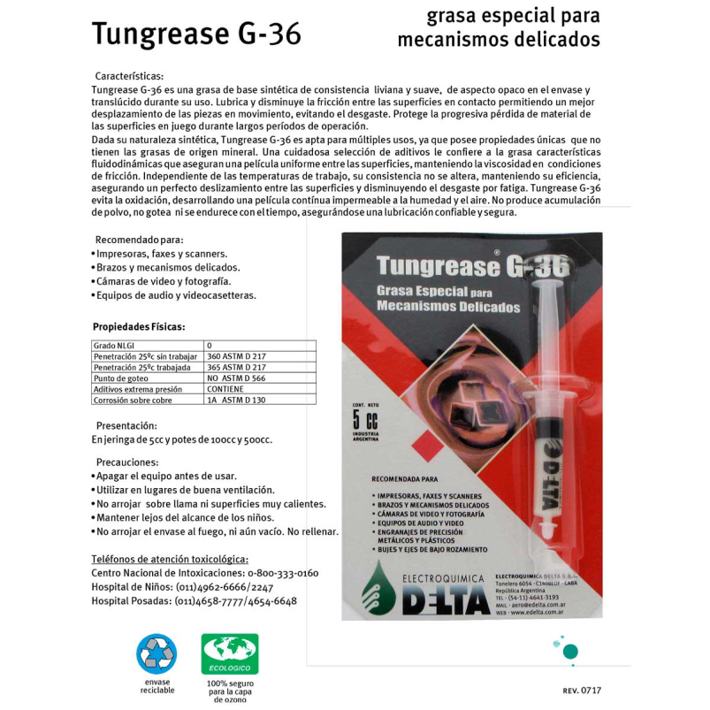 Grasa especial para mecanismos delicados Tungrease G36 | Electromingo